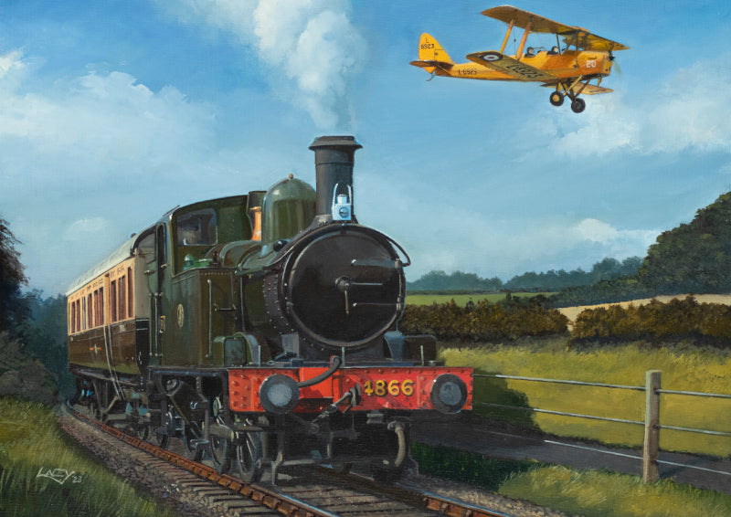 GWR 14xx De Havilland Tiger Moth Railway Birthday or Father's Day Card ...