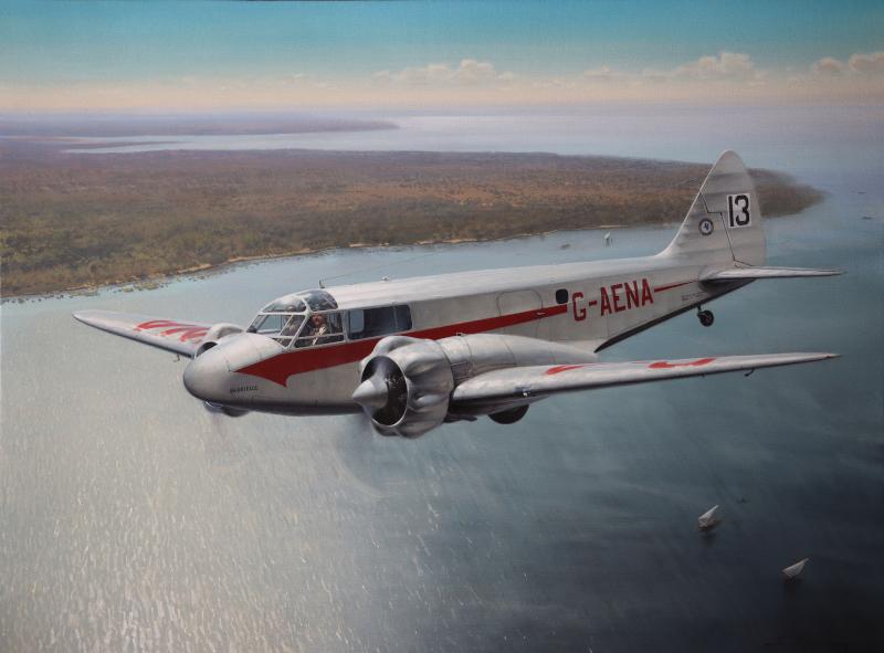 Airspeed Envoy Aviation Art Print Darryl Legg — Hansen Fine Art