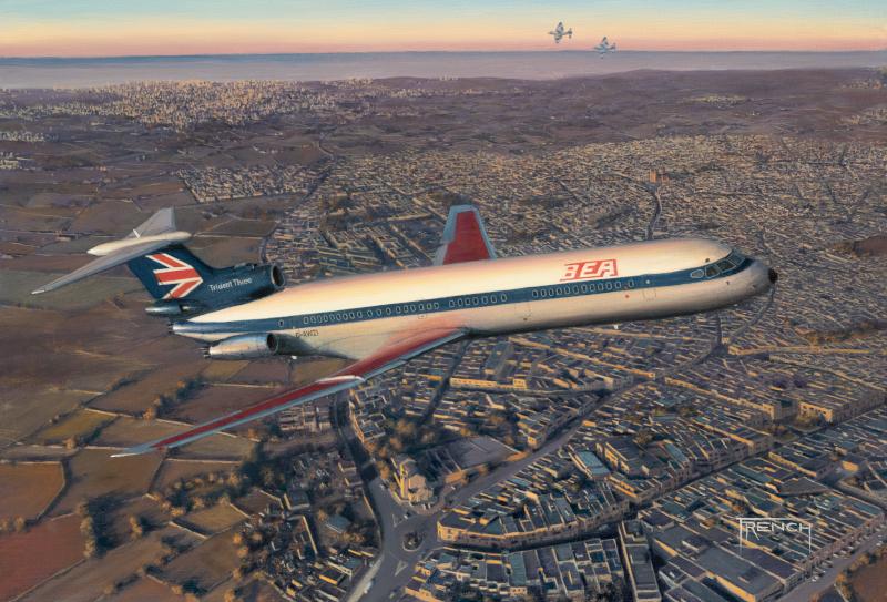 H.S Trident 3B Aviation Painting Art Print by Chris French FGAvA ...