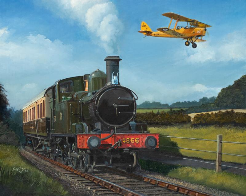 GWR 48xx/14xx and D.H Tiger Moth Railway Aviation Art Print — Hansen ...