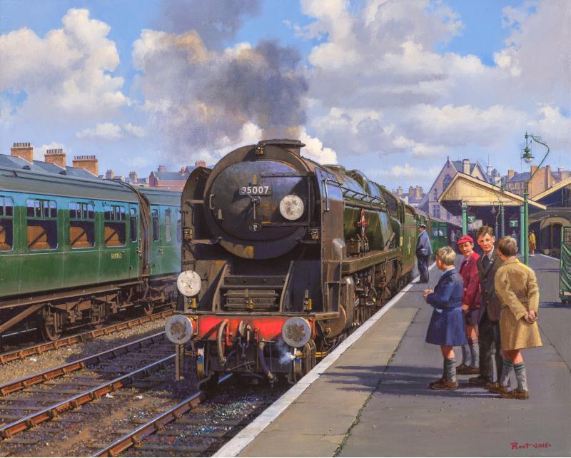 Malcolm Root FGRA Railway Art Print Merchant Navy Class 35007 — Hansen ...