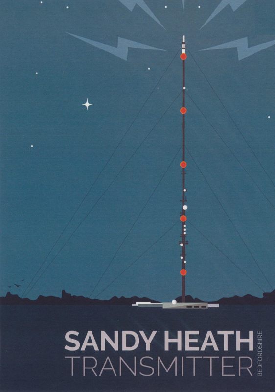 Sandy Heath Transmitter Art Deco Style blank birthday greetings card ...