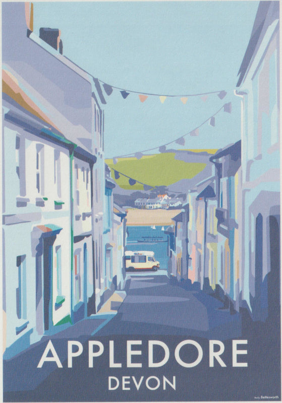 Appledore Devon Art Deco Themed Birthday Greetings Card — Hansen Fine Art