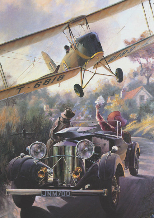 De Havilland Tiger Moth & Railton Car Aviation Motoring Art Blank Card ...