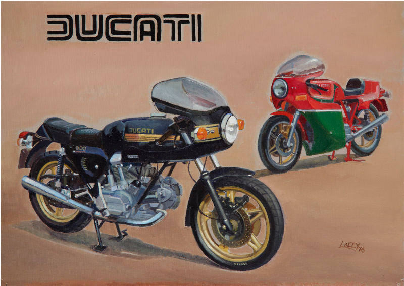 Ducati 900SS Desmo and Mike Hailwood Motorbike Birthday Greetings Card ...