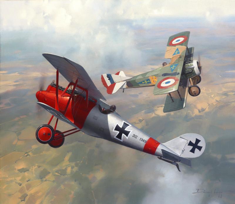 Pfalz D.III Spad XIII WWI Aviation Art Print Darryl Legg — Hansen Fine Art