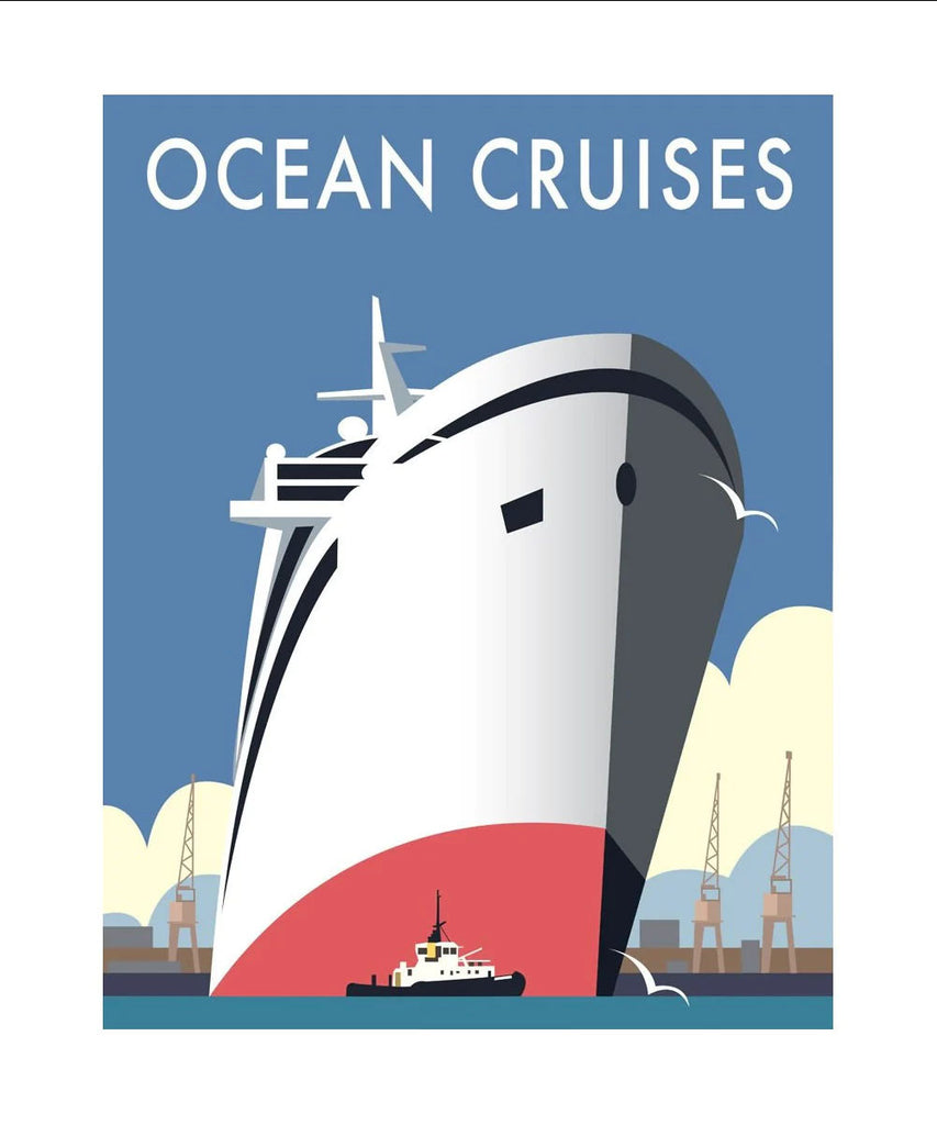 Ocean Cruises Cruise Ship Art Deco Style Art Print by Dave Thompson ...