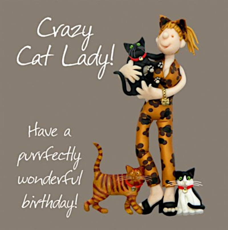 Crazy Cat Lady Birthday Card Ideal for Sister, Mum, Aunt or Friend ...
