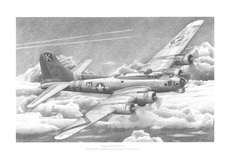 Boeing B-17G Flying Fortress American Aircraft Pencil Drawing by artist ...