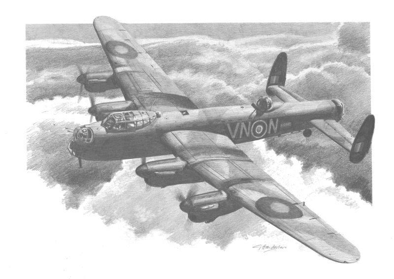 Avro Lancaster WWII Aviation Art Pencil Drawing by Graham Henderson ...