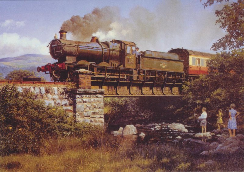 Steam Train Birthday Fathers Day Card of a GWR 22xx by Railway Artist ...
