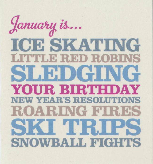 January Birthday Blank Greetings Birthday Card Rosie Robins — Hansen ...