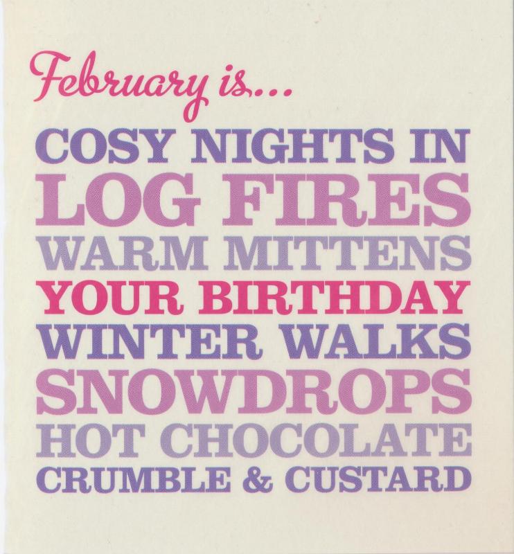 February Birthday Blank Greetings Birthday Card Rosie Robins — Hansen ...