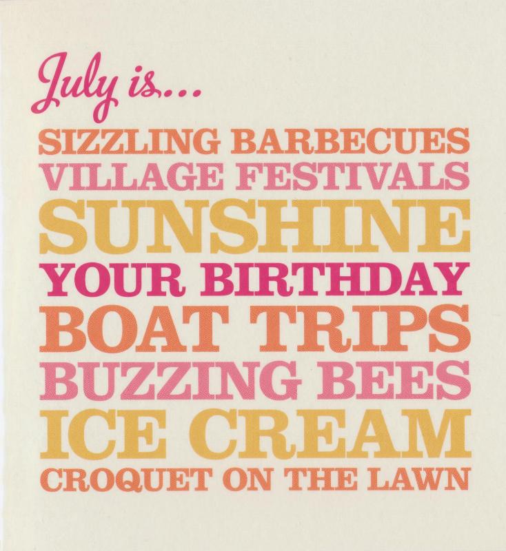 July Birthday Blank Greetings Birthday Card Rosie Robins — Hansen Fine Art