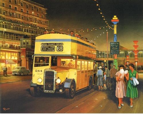 Southend Transport Open-Topped Bus by Transport Artist Malcolm Root ...