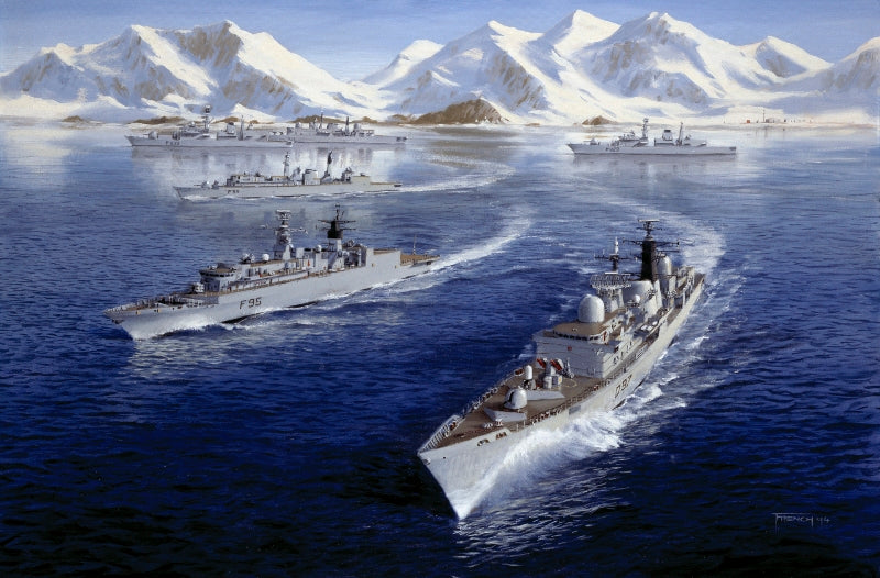 Royal Navy Ship Art - HMS Edinburgh & HMS London Type 22 & Type 42 ...