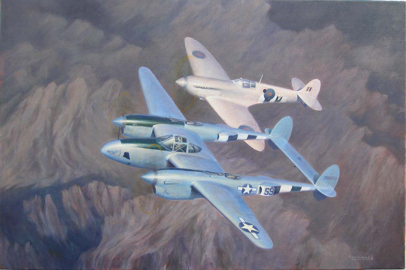 Lockheed F-5 Lightning & Supermarine Spitfire Mk.XI Aircraft Aviation ...