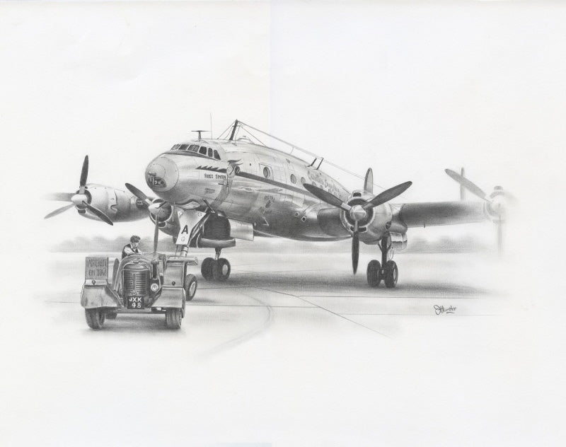 Qantas Lockheed Constellation Original Drawing by John Hunter GAvA ...