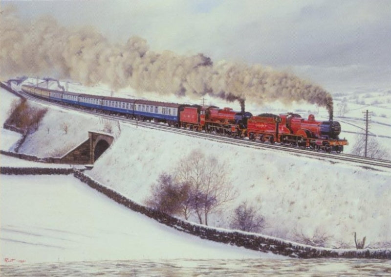 Railway Steam Locomotive Christmas Xmas Card featuring Midland Compound ...