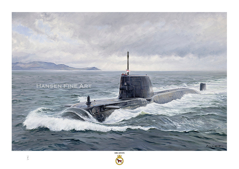HMS Astute Class Submarine Royal Navy Ship Art Print by Artist Ross ...