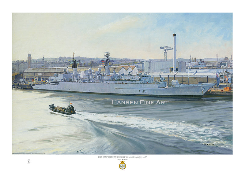 HMS Campbeltown Broadsword Class Type 22 Frigate Royal Navy Ship Art ...