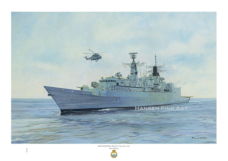 HMS Chatham F87 Broadsword Class Type 22 Frigate Royal Navy Ship Art ...