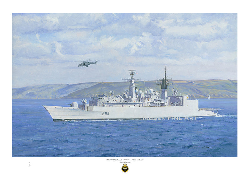 HMS Cornwall F99 Broadsword Class Type 22 Frigate Royal Navy Ship Art ...