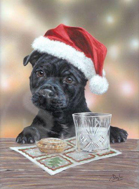 Staffy Staffordshire Bull Terrier Dog Christmas Card by Paul Doyle ...